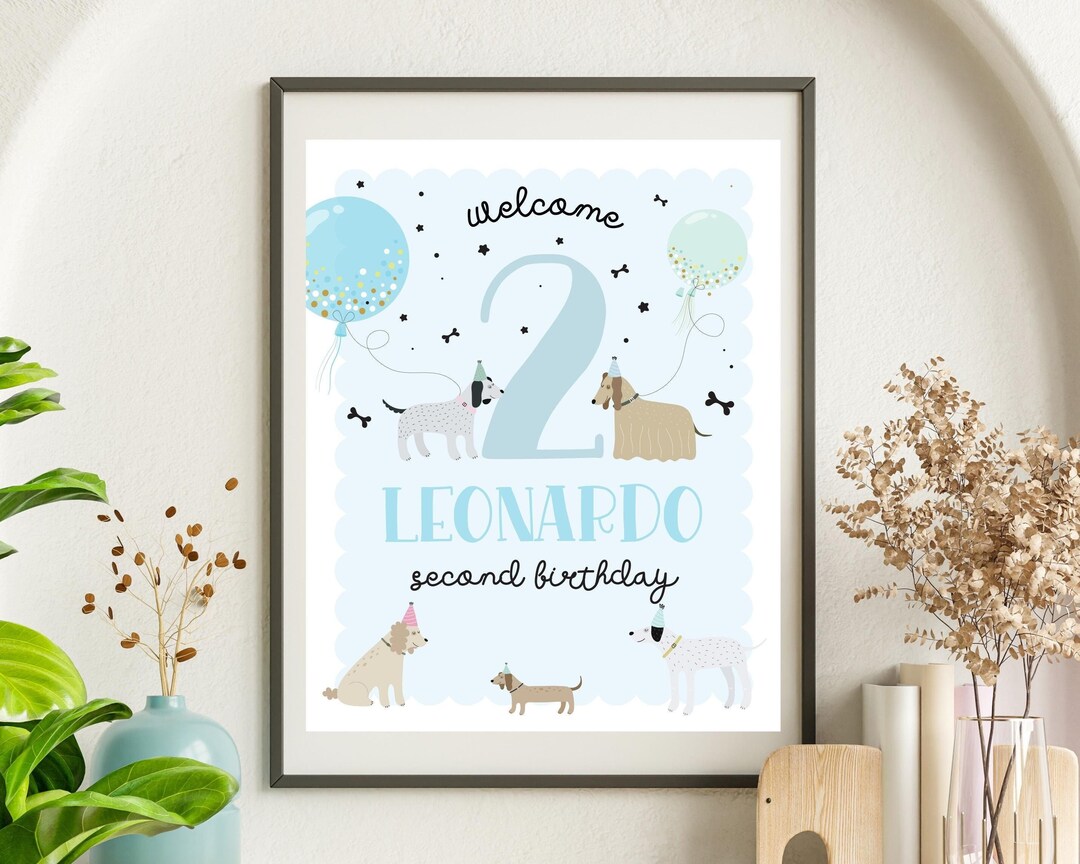EDITABLE Dog Puppy Birthday Welcome Poster - Two Let the Dogs Out ...