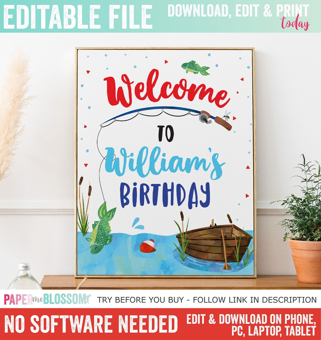 EDITABLE It's O-fish-al Fishing Welcome Poster - Reel Fun Fishing ...