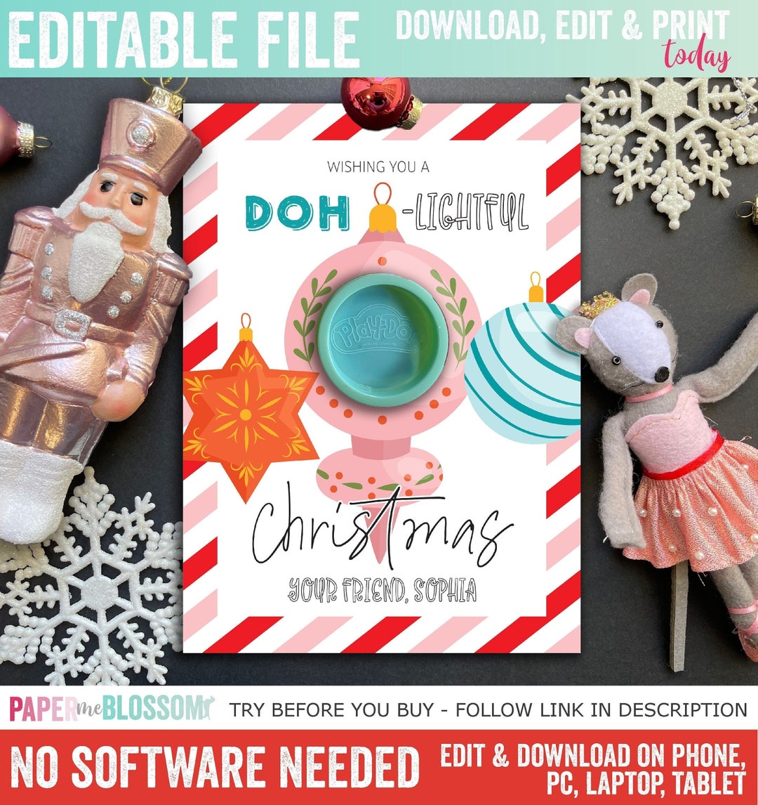 EDITABLE Christmas, Wishing You a Doh-lighful Christmas - Christmas ...