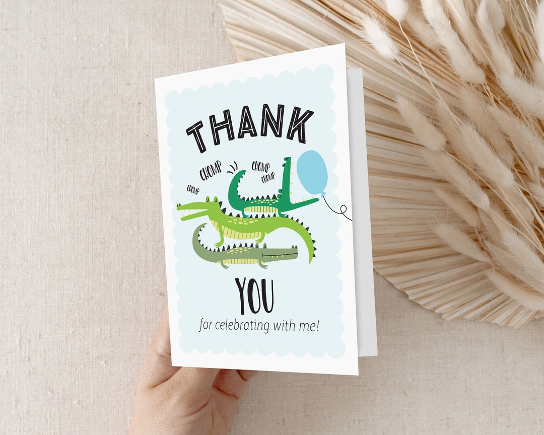Editable Oh Snap Alligator Reptile Thank You Card-chomp Chomp Crocodile ...