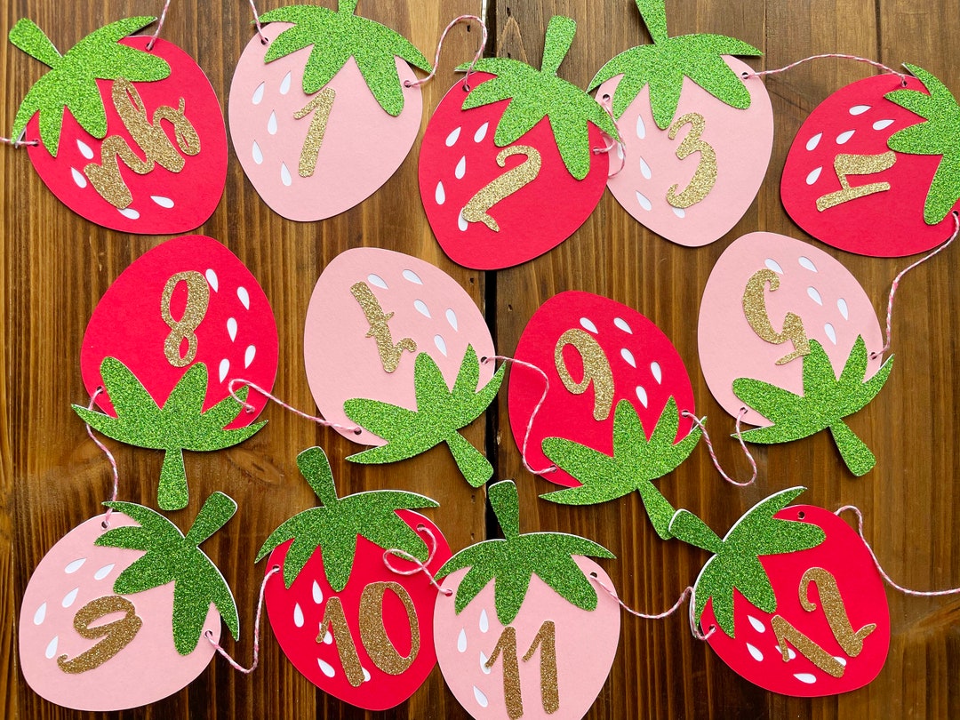 Strawberry First Birthday Photo Banner - Strawberry Shortcake First ...