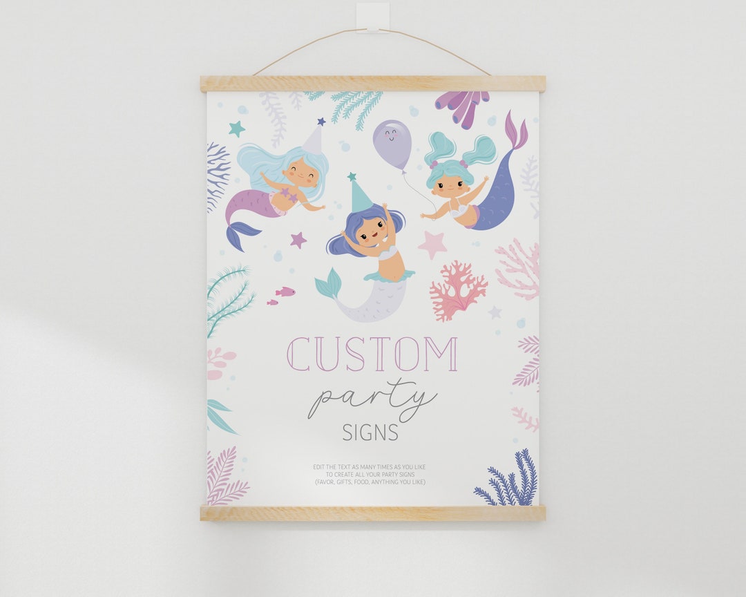 EDITABLE Little Mermaid Splish Splash Birthday Custom Sign -under the ...