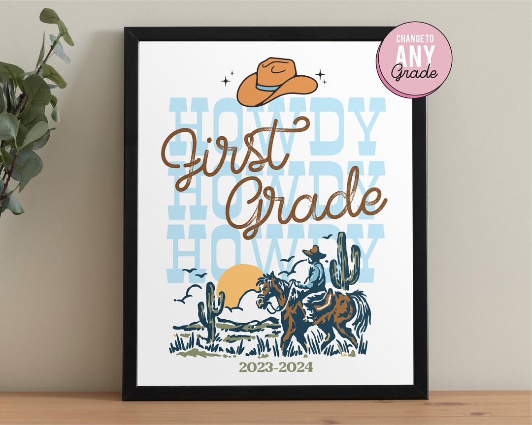 EDITABLE Howdy Rodeo First Day of School Retro Custom Sign ANY GRADE ...