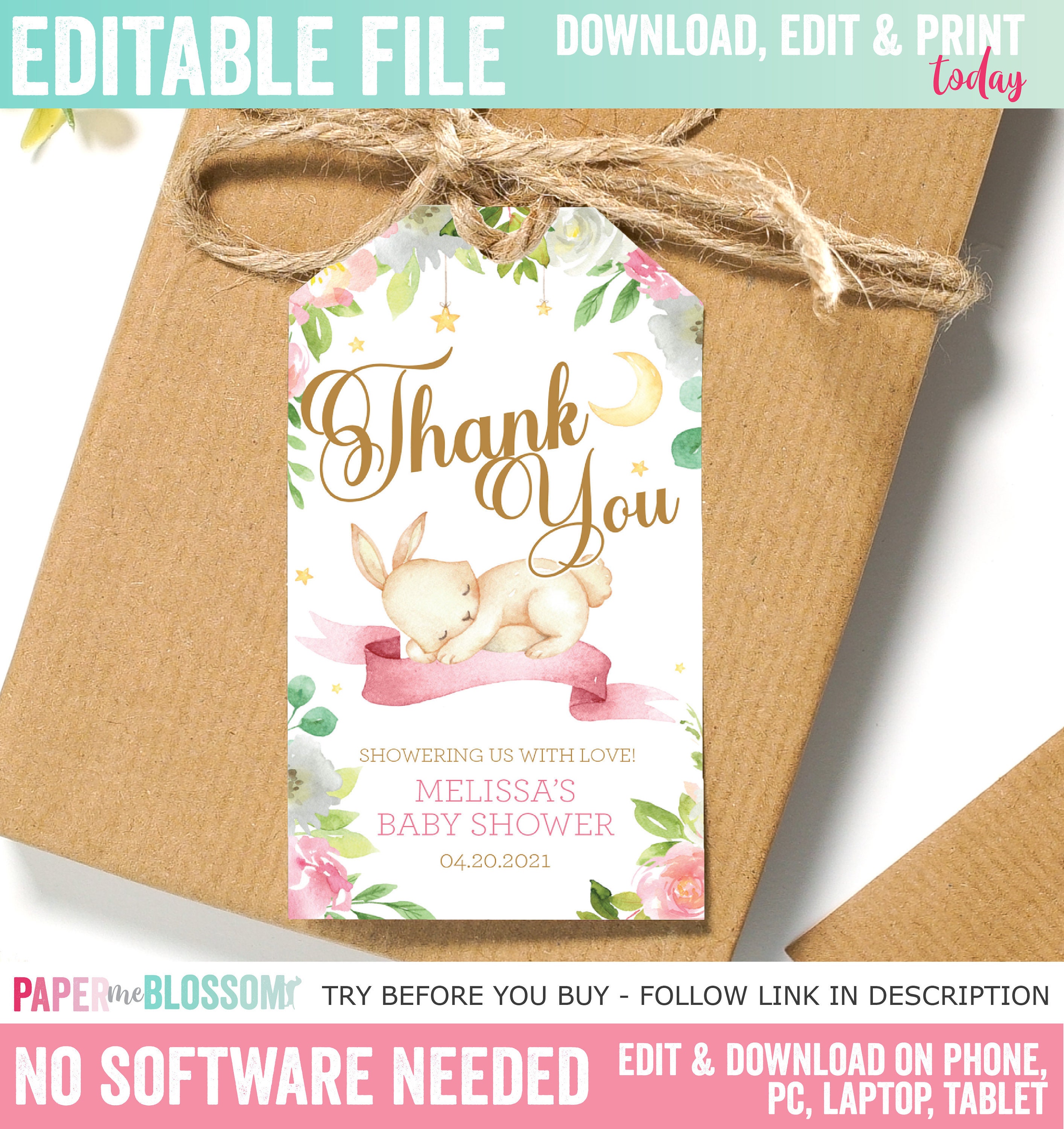 EDITABLE A Little Bunny is on the Way Diaper Raffle Ticket - Bunnygirl ...