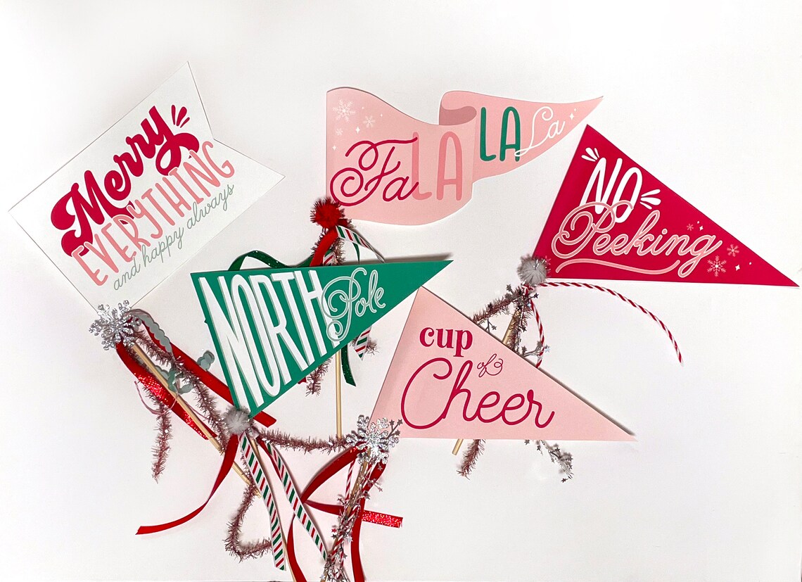 5 Set Christmas No Peeking/cup of Cheer/north Pole/fa La La La/merry ...