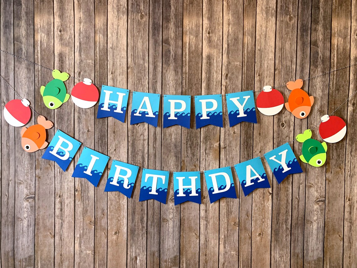 Happy Birthday Fishing Banner Fishing Birthday Party - Etsy