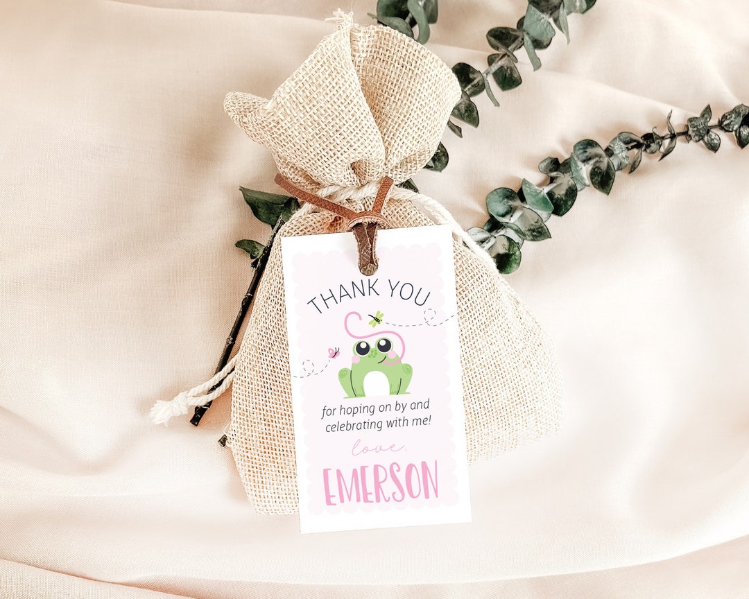Editable Hop on Over Girl Frog Thank You Favor Tag - Frog Birthday Girl ...