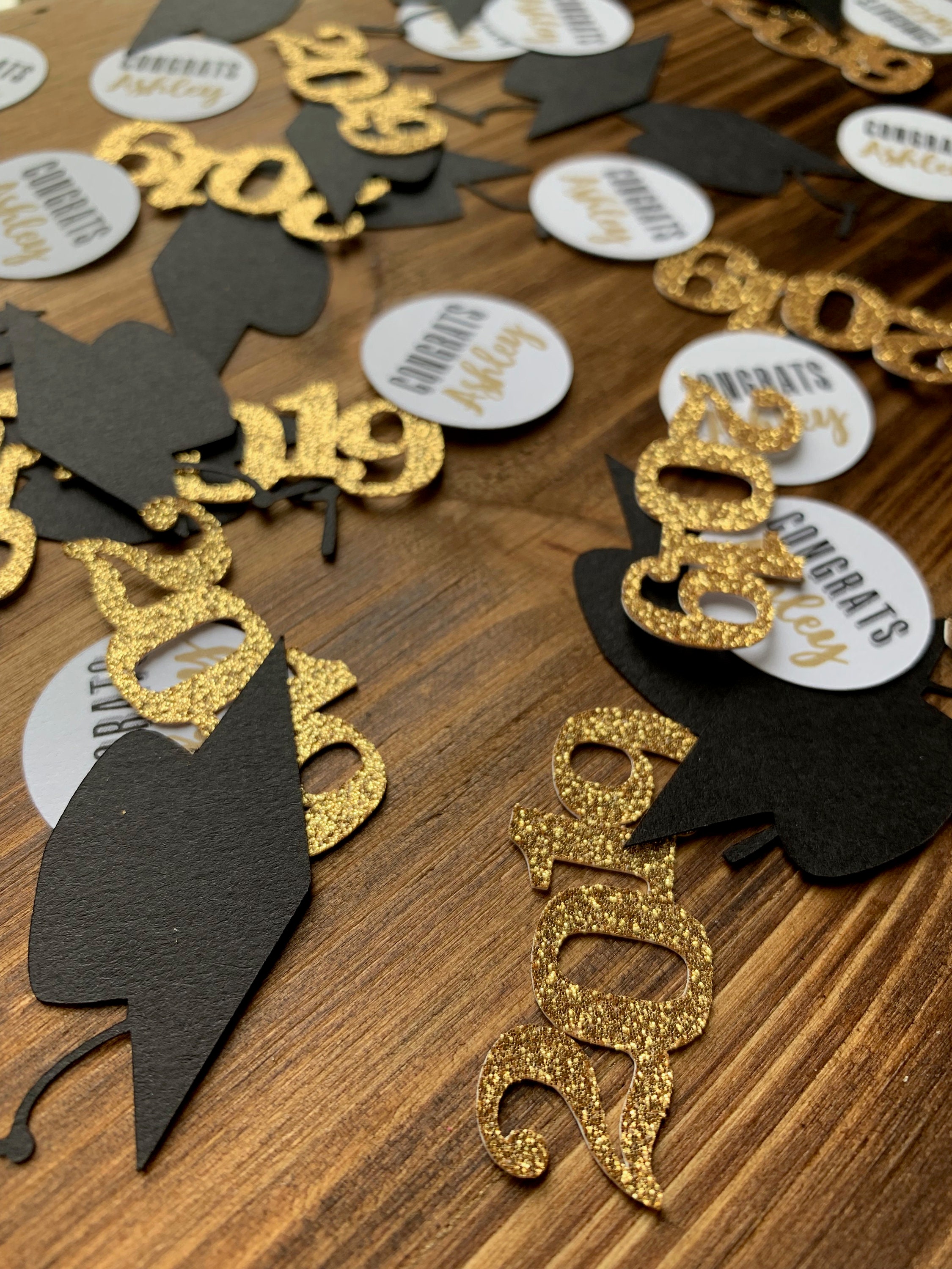 Graduation Party Confetti - Graduation Year and Personalized Name Gold ...