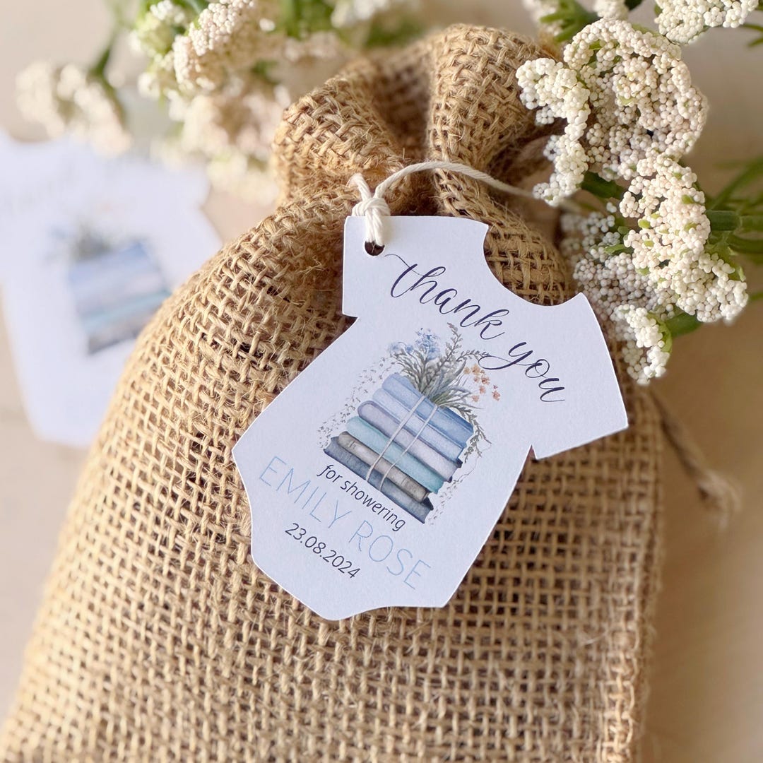 12 A New Chapter Will Soon Begin Boy Baby Shower Thank You Gift Tag ...