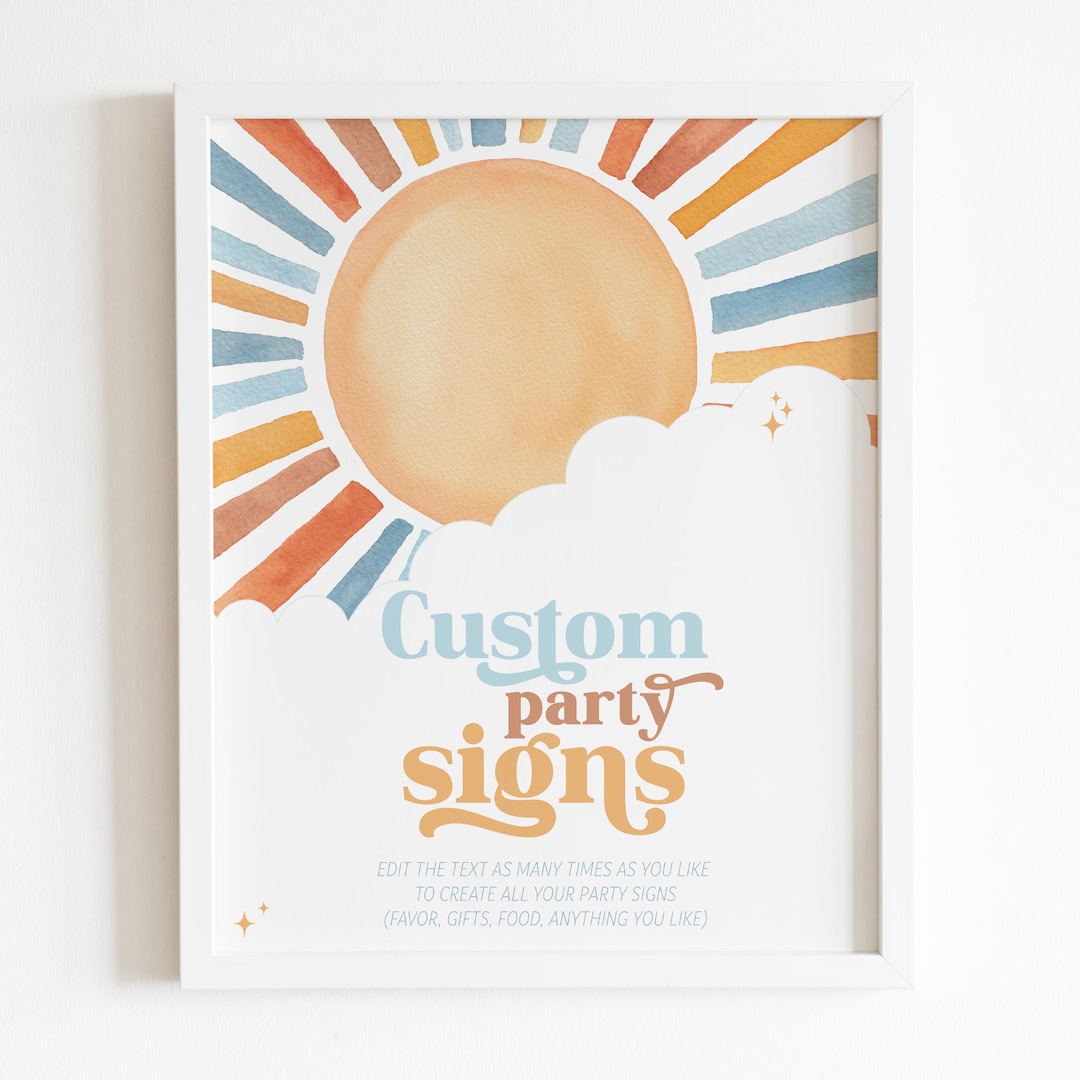 EDITABLE Here Comes the Son Baby Shower Custom Sign - Sunshine Baby ...