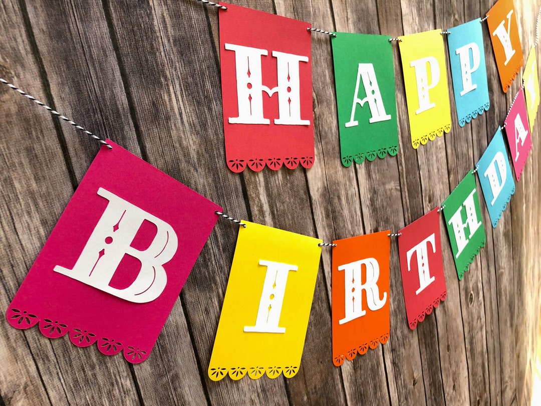 Fiesta Mexican Spanish Style Happy Birthday Banner - Rainbow Happy ...