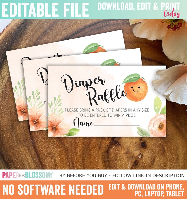 EDITABLE A Little Cutie is on the Way Diaper Raffle Ticket - Etsy