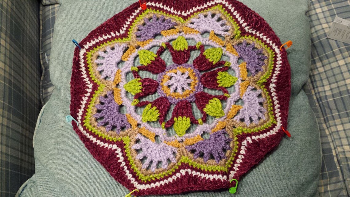 Persian Tiles Crocheted Afghan. Plum Orchid Lavender Purple Green ...
