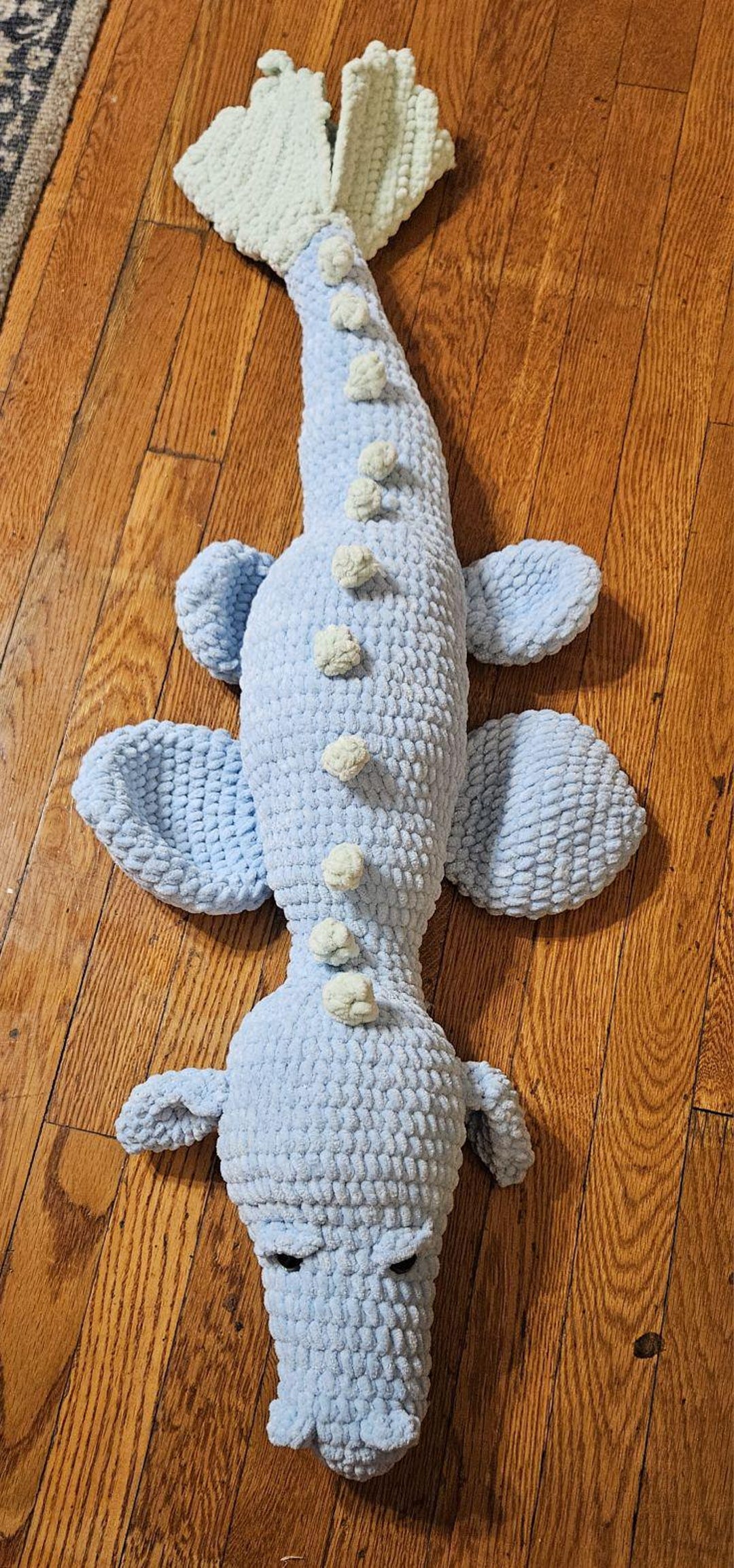 Giant Plush Chenille Nessie Hand Crocheted Almost 3 Feet Long Stuffie ...