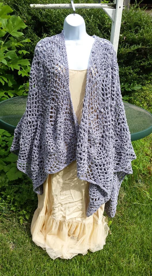 Dark Blue Greyl and Rose Pink Velvet Ruana Ready to Ship | Etsy