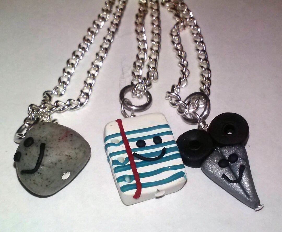 Rock Paper Scissors Best Friends Heart Pendant. Besties on Necklace ...