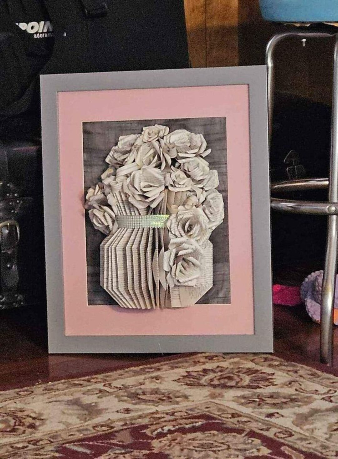 3D Framed Book Vase With Paper Forever Roses. 18" X 22" Outlander - Etsy