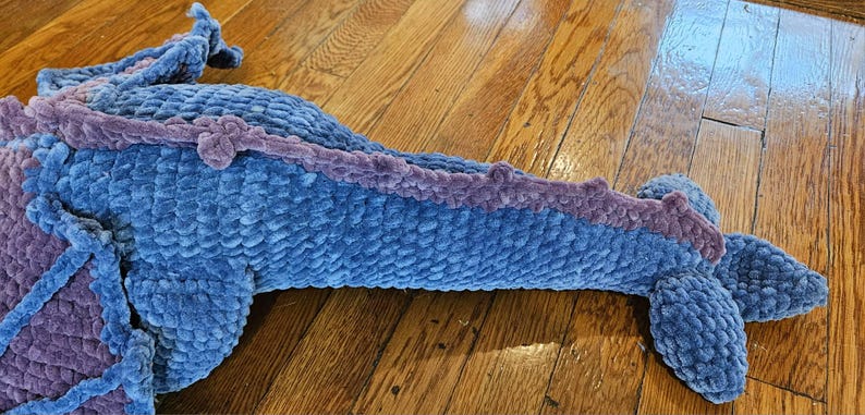 Giant Plush Chenille Grok the Dragon Hand Crocheted Almost 3 Feet Long ...