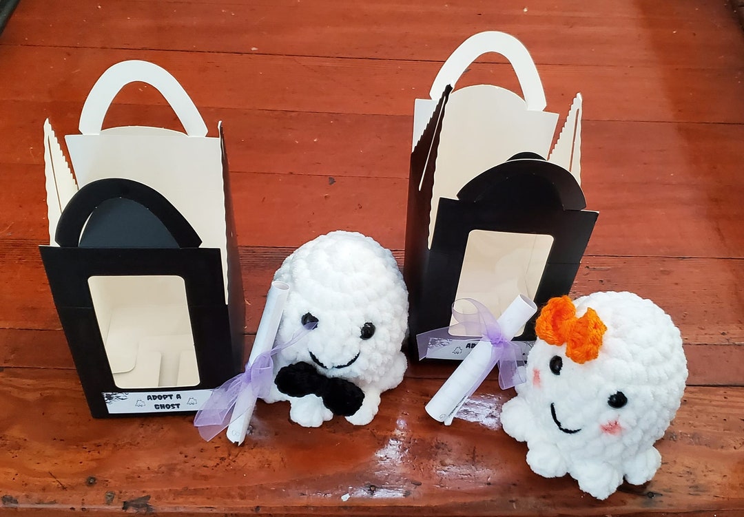 Adopt a Ghost Plush Velvet Chenille Miniature Gift Boxed Spooky Death ...
