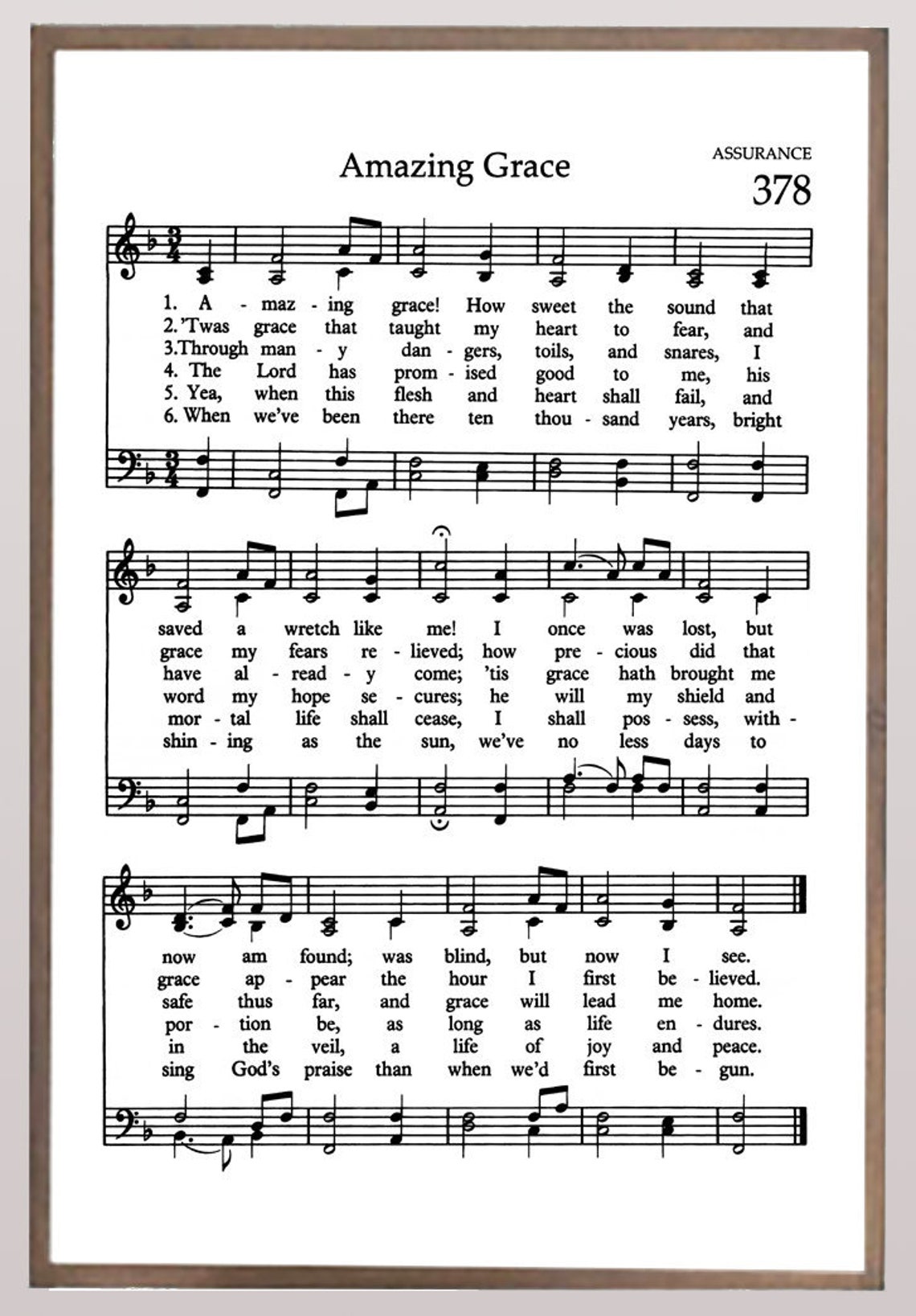 Amazing Grace Sheet Music Sign Hymn Sheet Music Framed Wood Etsy