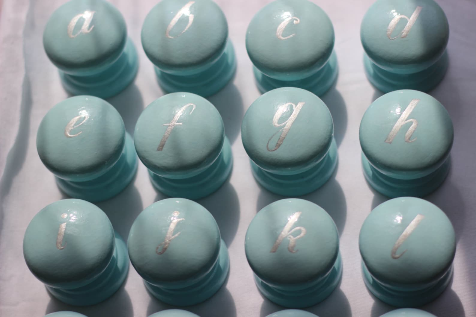 Letter Knob Alphabet Knob Silver Letter Knob Pale Blue - Etsy