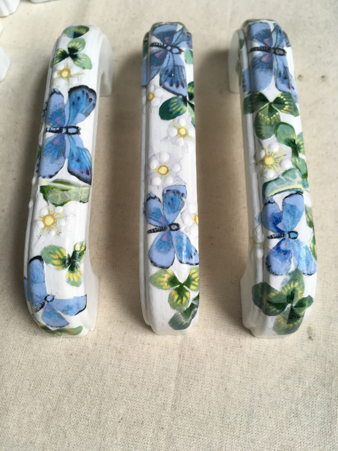 Blue Butterfly D Handles for Recycling & Upscaling Furniture. White ...