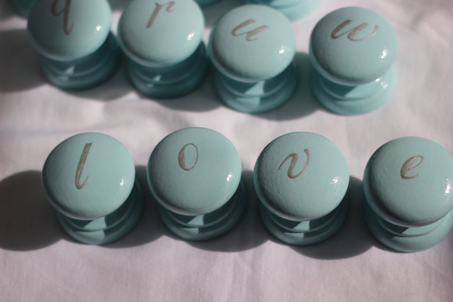 Letter Knob Alphabet Knob Silver Letter Knob Pale Blue - Etsy