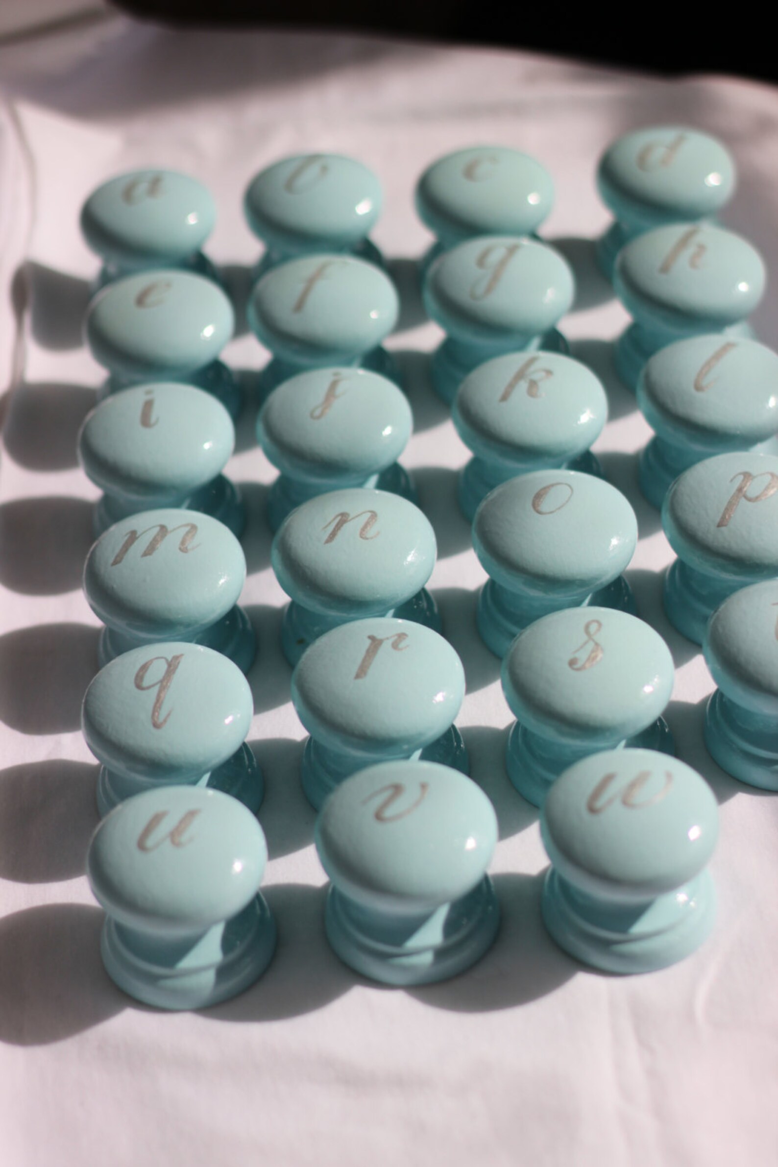 Letter Knob Alphabet Knob Silver Letter Knob Pale Blue - Etsy