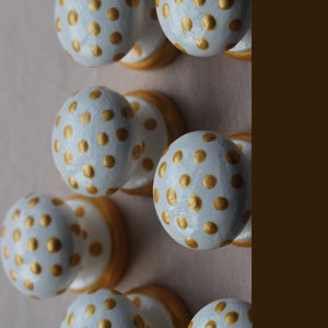 Knobs, Dresser and Drawer Knob, White Gold Knob, Spotty Knobs, Polka Dot Knob, White Decor, Gold ...