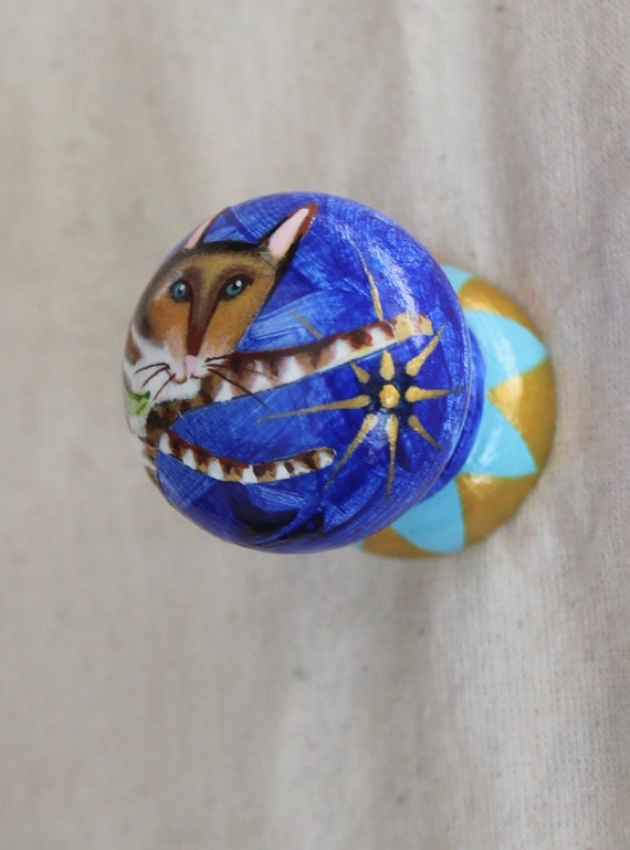 Cat Knob Knobs Handles and Pulls Painted Cat Knob Handle - Etsy