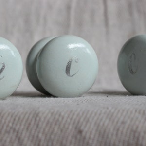 Eau De Nil and Silver Knobs, Alphabet Letter Knob, Knob With Lettering ...