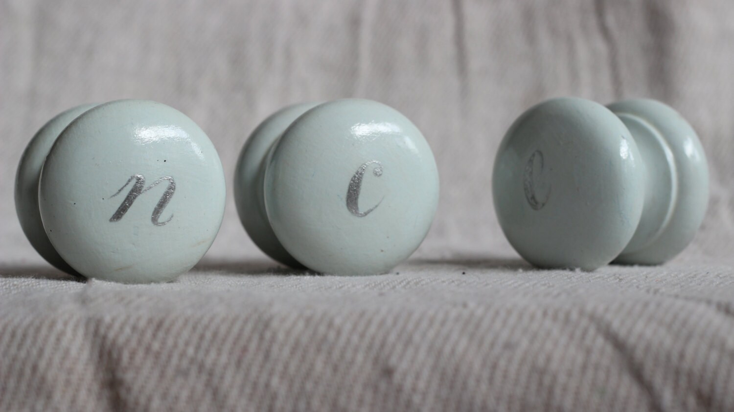 Eau De Nil and Silver Knobs Alphabet Letter Knob Knob With - Etsy