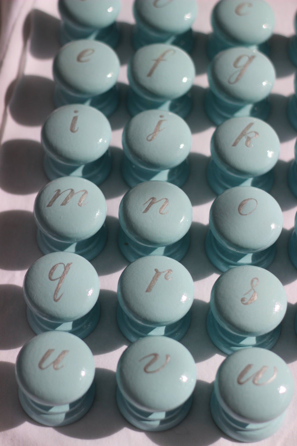 Letter Knob Alphabet Knob Silver Letter Knob Pale Blue - Etsy