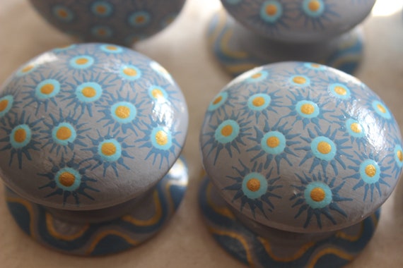 grey knobs turquoise knob grey decor knobs and handles hand painted grey knob star handles ...