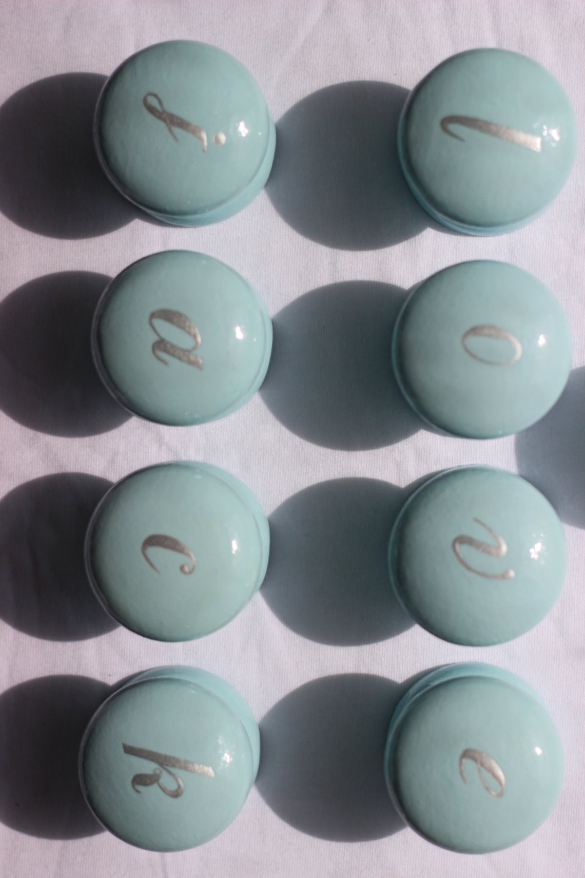 Letter Knob Alphabet Knob Silver Letter Knob Pale Blue - Etsy