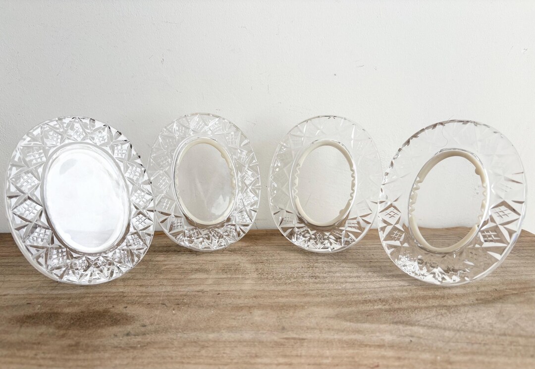 Set of 4 Vintage Oval Crystal Photo Frames, Made in France - Etsy