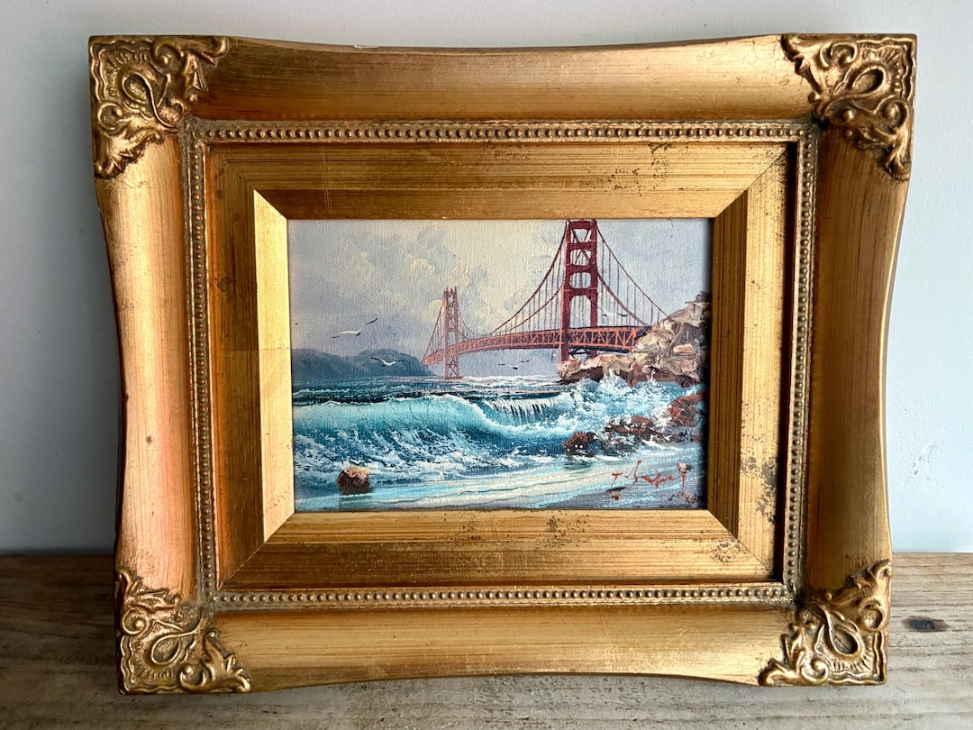 Original T Sanders San Francisco Golden Gate Bridge Framed Oil Painting ...