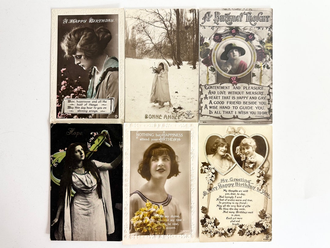 Set of 6 Antique Edwardian Pinup Postcards - Etsy