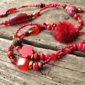 Long Red Necklace Red Bead Necklace Beaded Necklace Red - Etsy