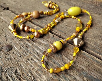 Long Yellow Necklace | Etsy