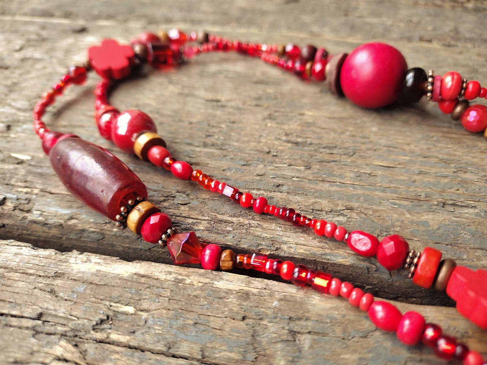 Long Red Necklace Red Bead Necklace Beaded Necklace Red - Etsy