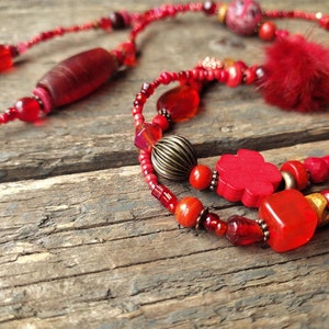 Long Red Necklace Red Bead Necklace Beaded Necklace Red - Etsy