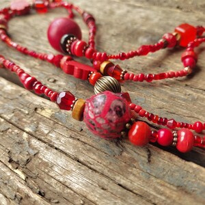 Long Red Necklace Red Bead Necklace Beaded Necklace Red - Etsy
