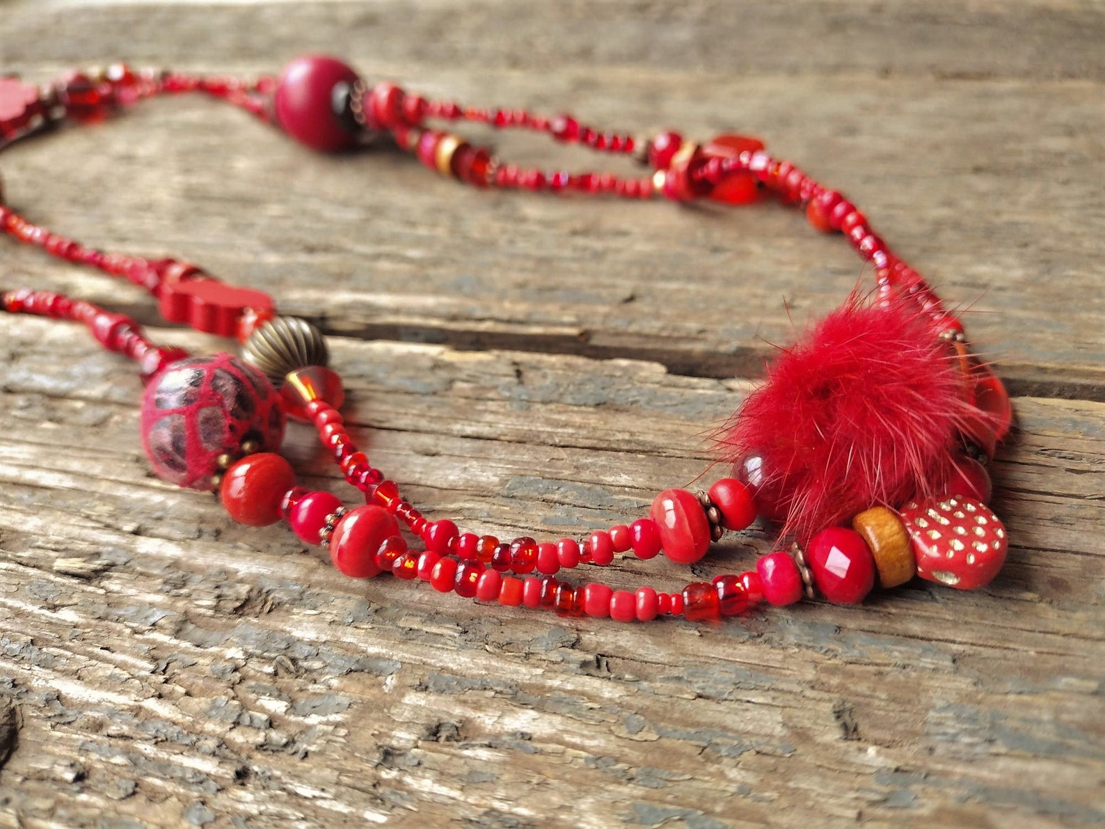 Long Red Necklace Red Bead Necklace Beaded Necklace Red - Etsy