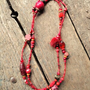 Long Red Necklace Red Bead Necklace Beaded Necklace Red - Etsy