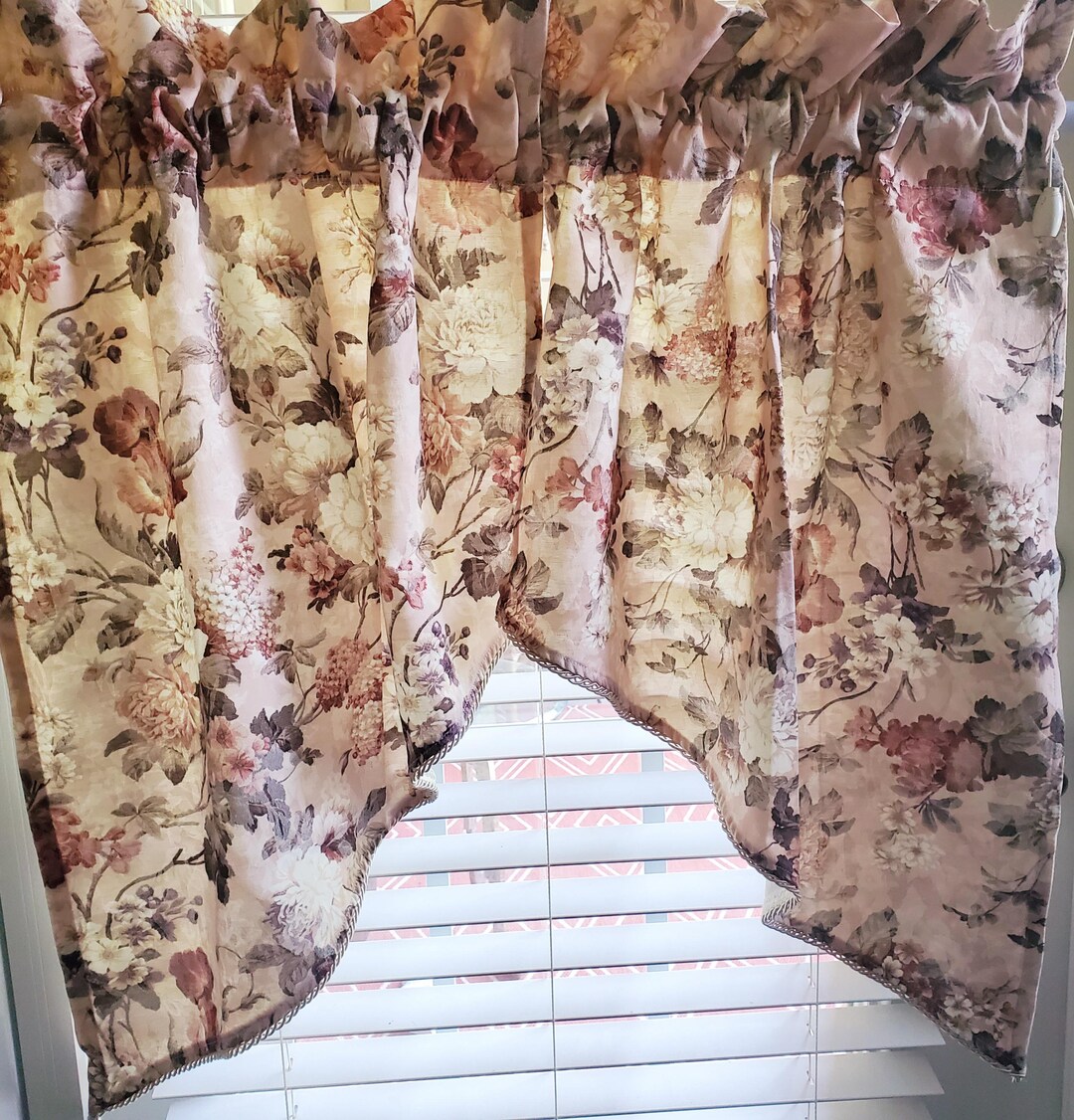 Pink Cream Valance Set WHOLE HOME SEARS Cotton Poly Mix Pair Swag Style ...