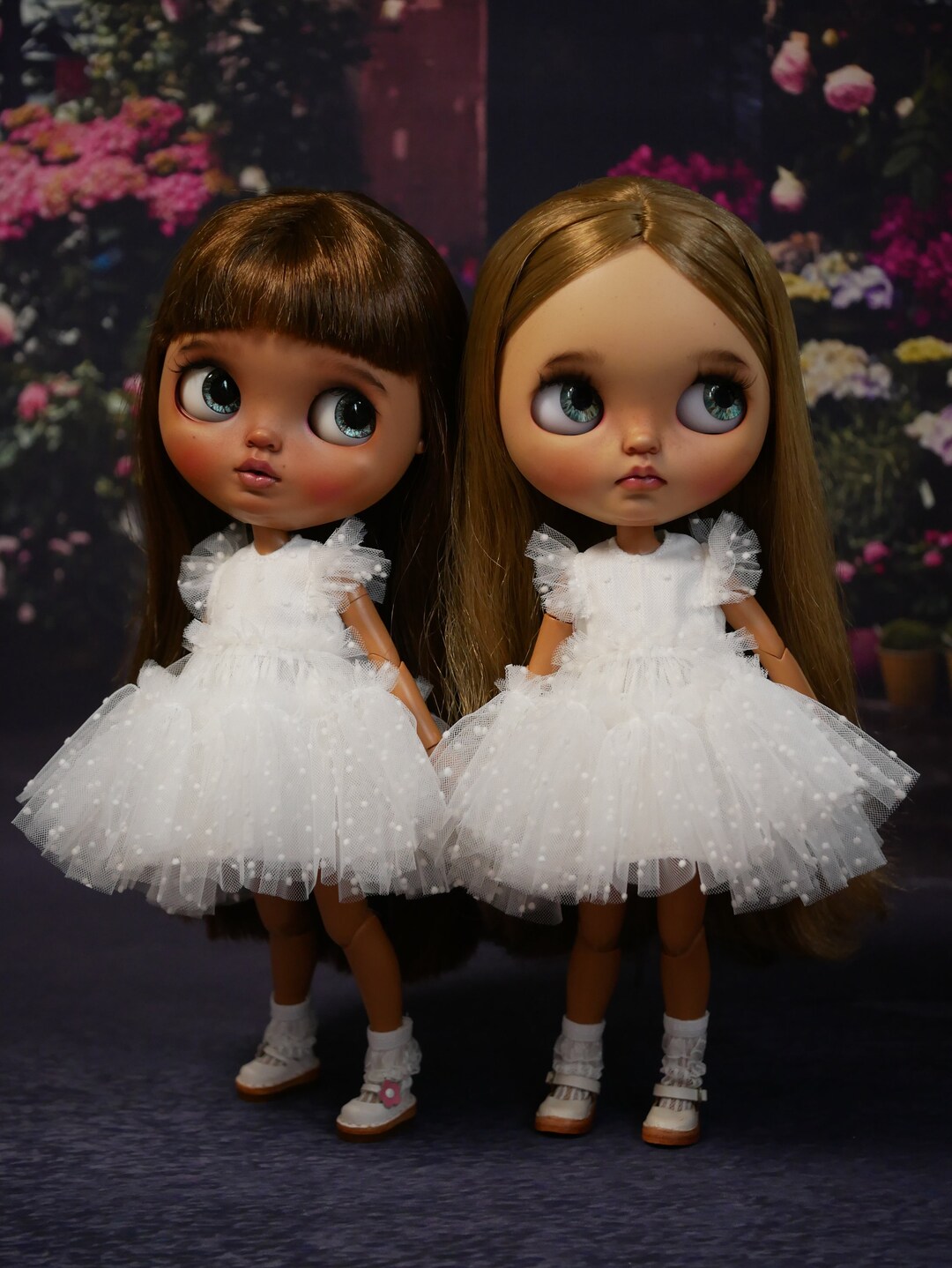 White Tulle Dress for Blythe With Tiny Polka Dots. - Etsy