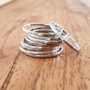 Hammered Delicate Silver Stack Rings, Sterling Silver Stack Ring, Stacking Ring - Etsy