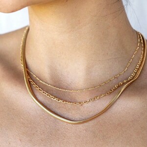 Triple Gold Chain Necklace Set, Gold Layer Necklace, Gold Chain ...