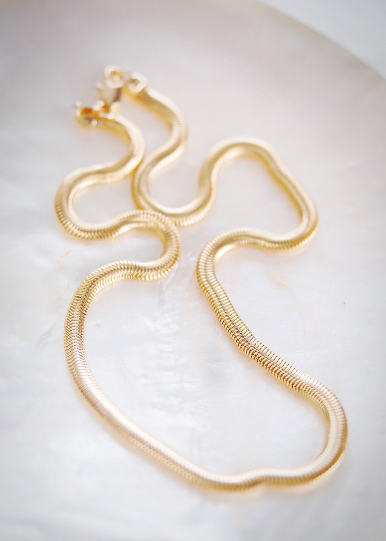 18kt Gold Filled Thick Flat Snake Chain Necklace - Nui - Etsy